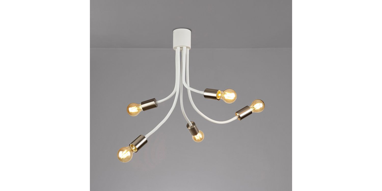 Grace Flexible 5 Light Ceiling Light in Satin White/Satin Nickel only £ ...
