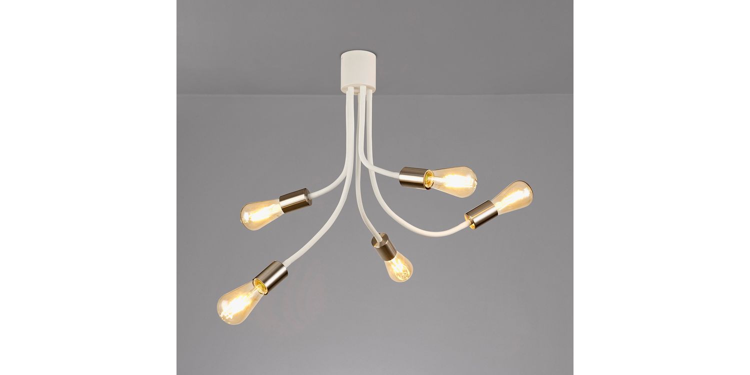 Grace Flexible 5 Light Ceiling Light in Satin White/Satin Nickel only £ ...