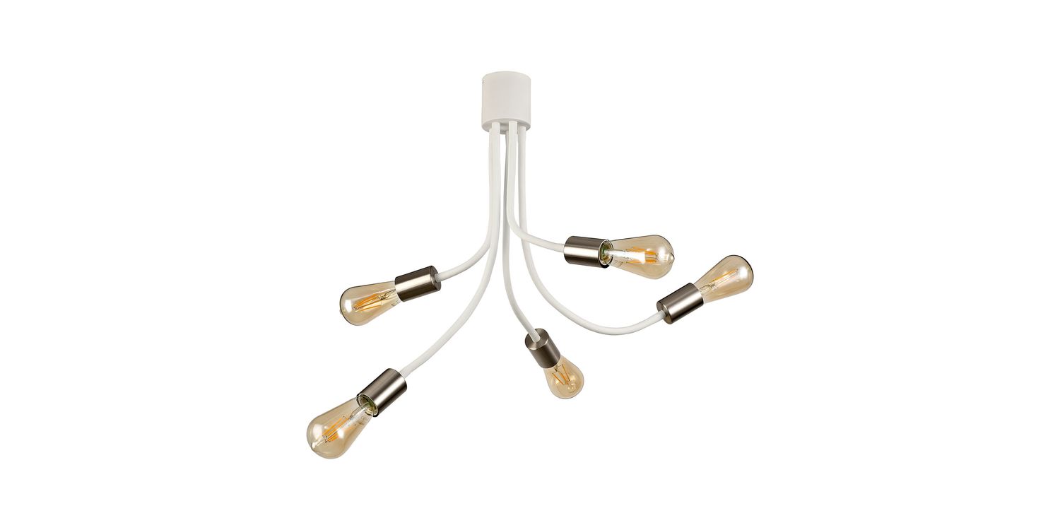 Grace Flexible 5 Light Ceiling Light in Satin White/Satin Nickel only £ ...