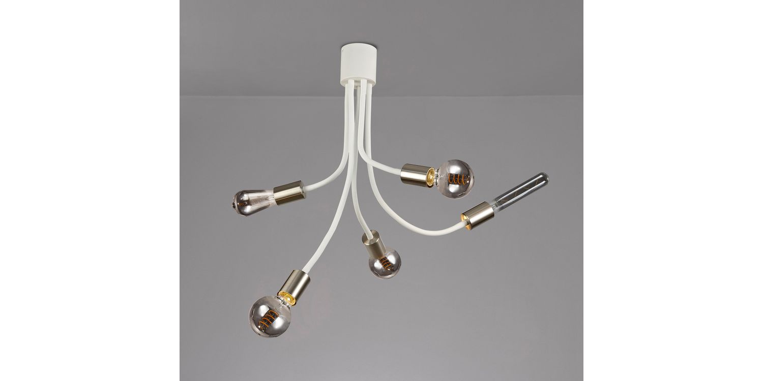 Grace Flexible 5 Light Ceiling Light in Satin White/Satin Nickel only £ ...