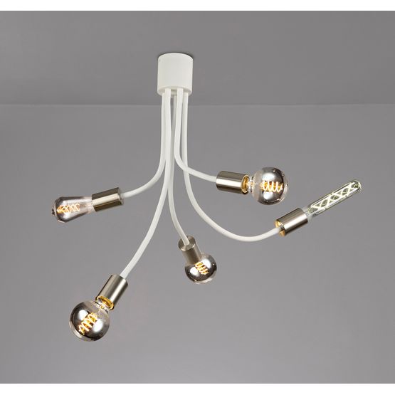 Grace Flexible 5 Light Ceiling Light in Satin White/Satin Nickel only £ ...