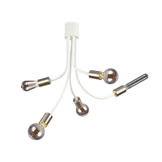 Grace Flexible 5 Light Ceiling Light in Satin White/Satin Nickel only £ ...